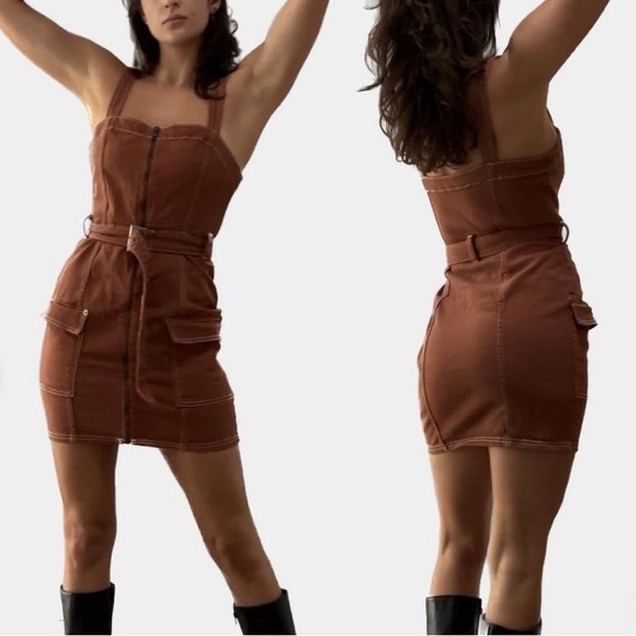 Divided | Dresses | Nwt Brown Jean Overall Dress | Poshmark